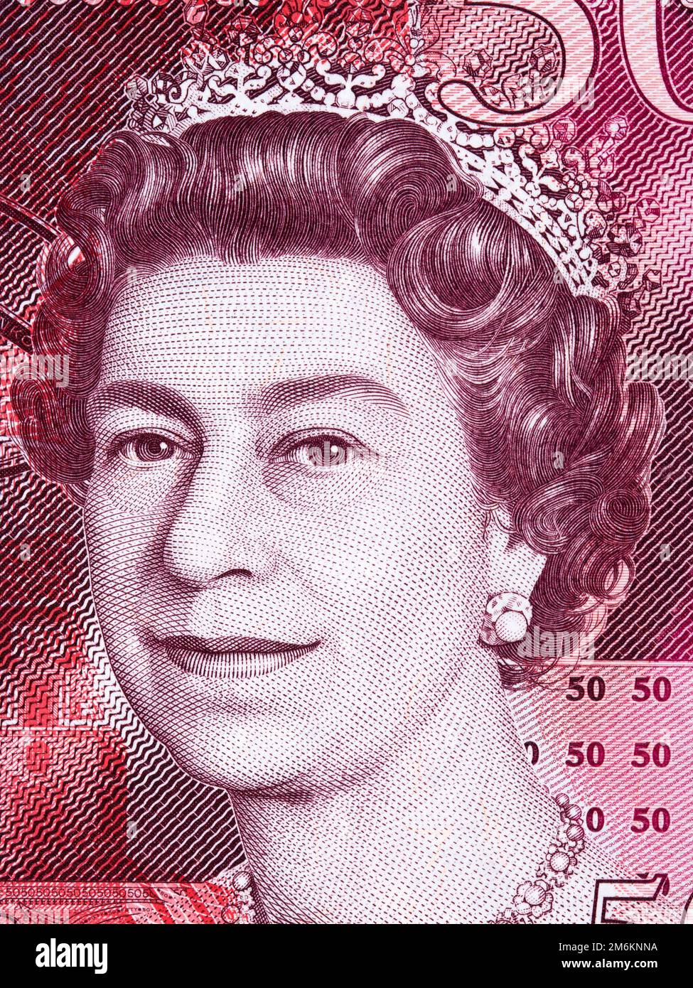 Queen Elizabeth II portrait from English money Stock Photo - Alamy