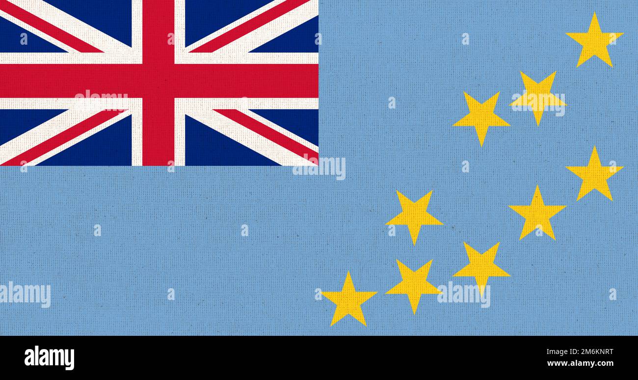 Flag of Tuvalu. Tuvalu flag on fabric surface. Fabric texture. National ...
