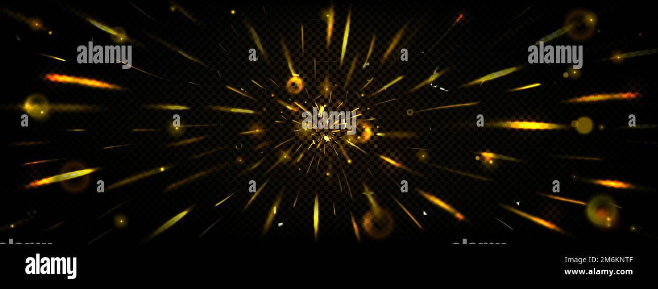 Sparks in motion with blur and bokeh, speed light effect. Flare with ...
