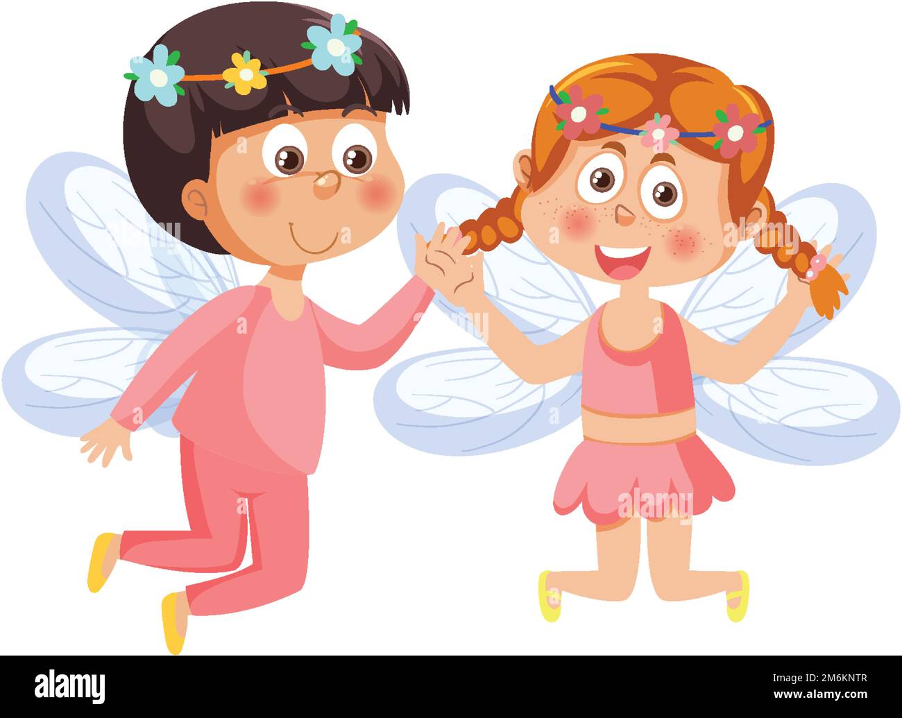 Couple fairy kids cartoon character illustration Stock Vector Image ...