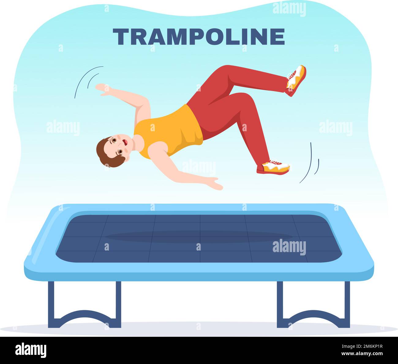 Trampoline Illustration with Youth Jumping On a Trampolines in Hand ...