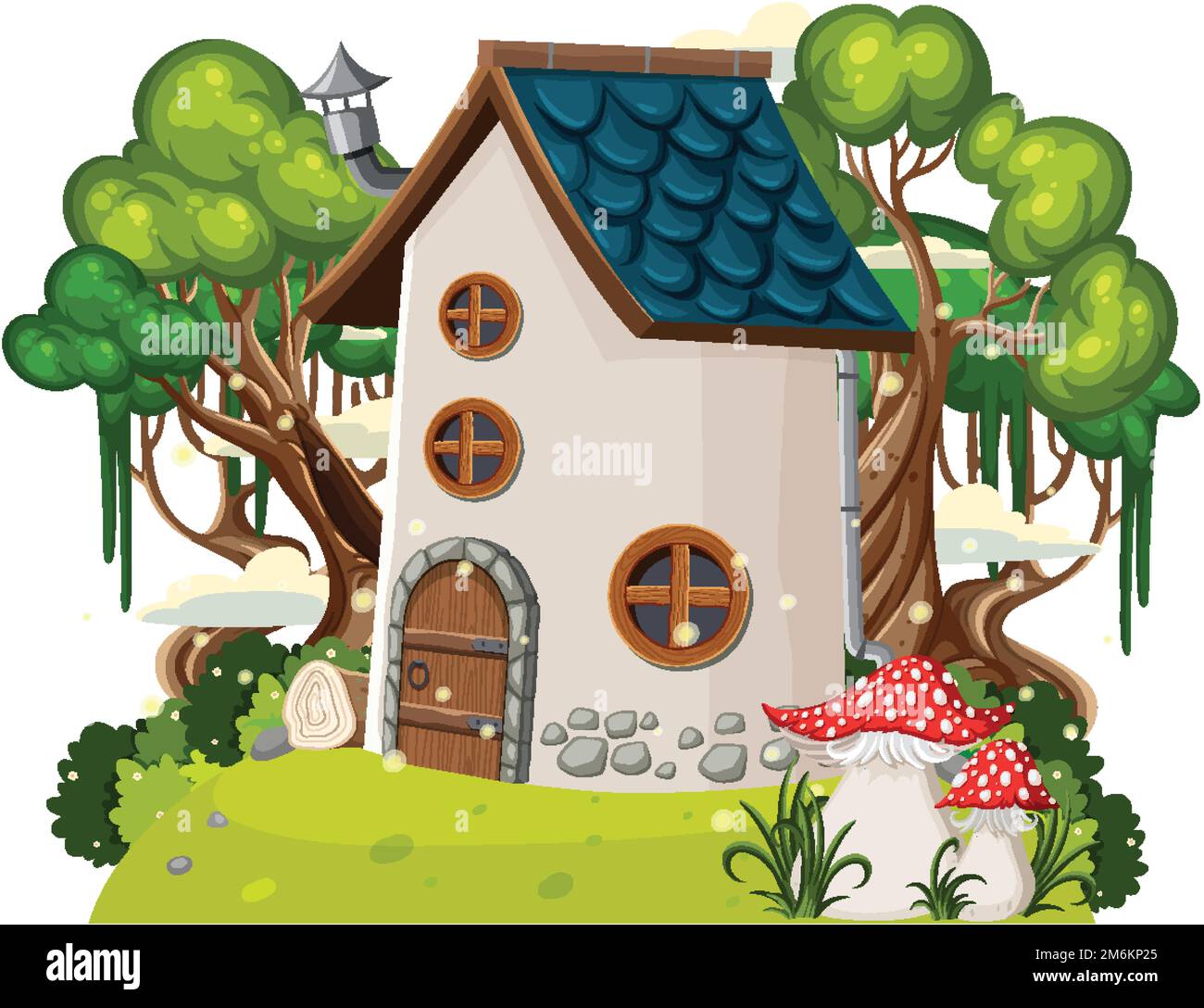 Fairytale tower decorated with tree illustration Stock Vector Image ...