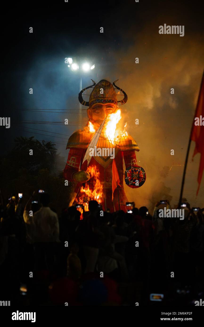Ravan Dahan, according to Hindu culture, Effigies of Ravana are burned ...