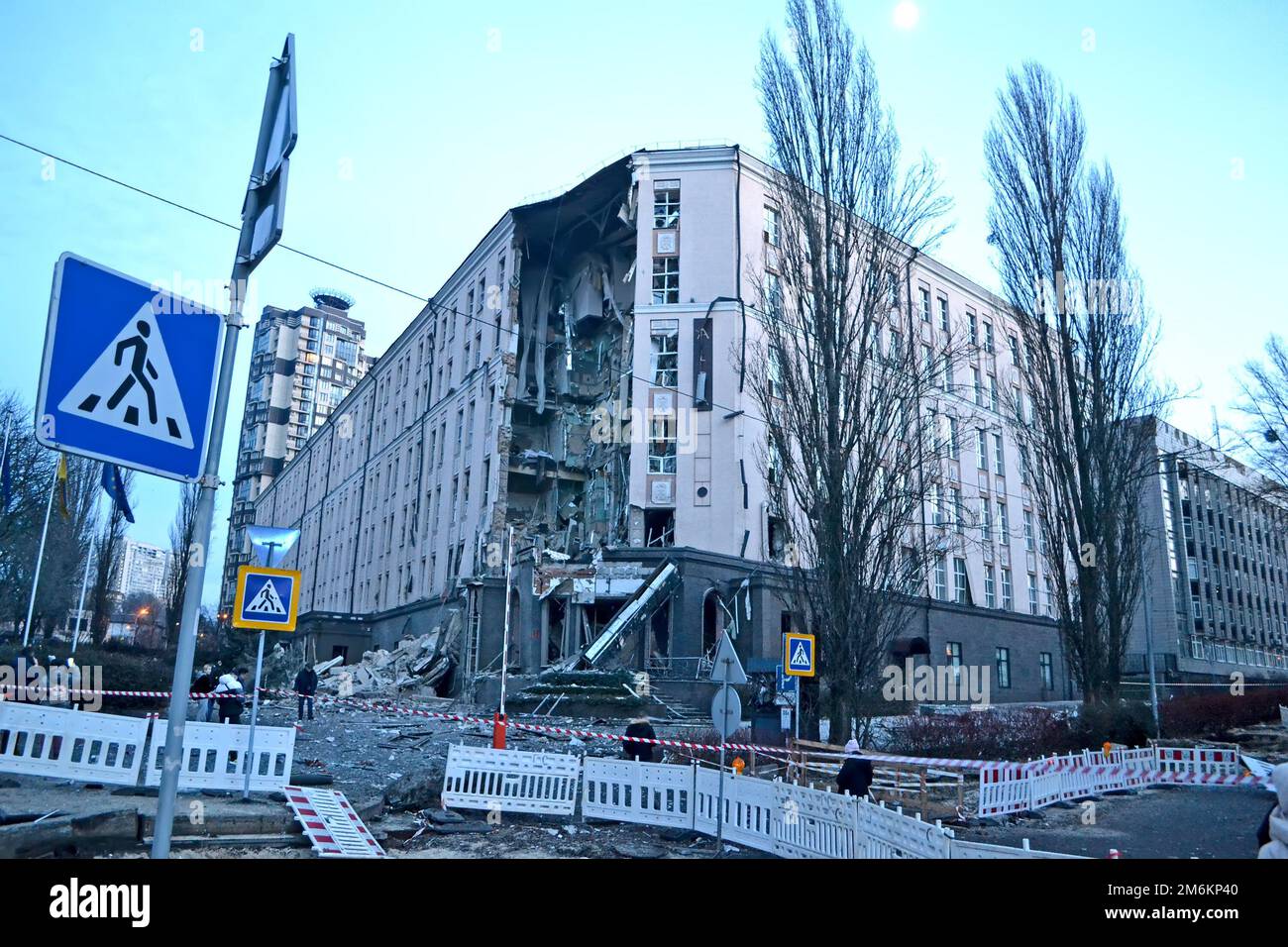 Destroyed residential hotel building after missile attack on December ...