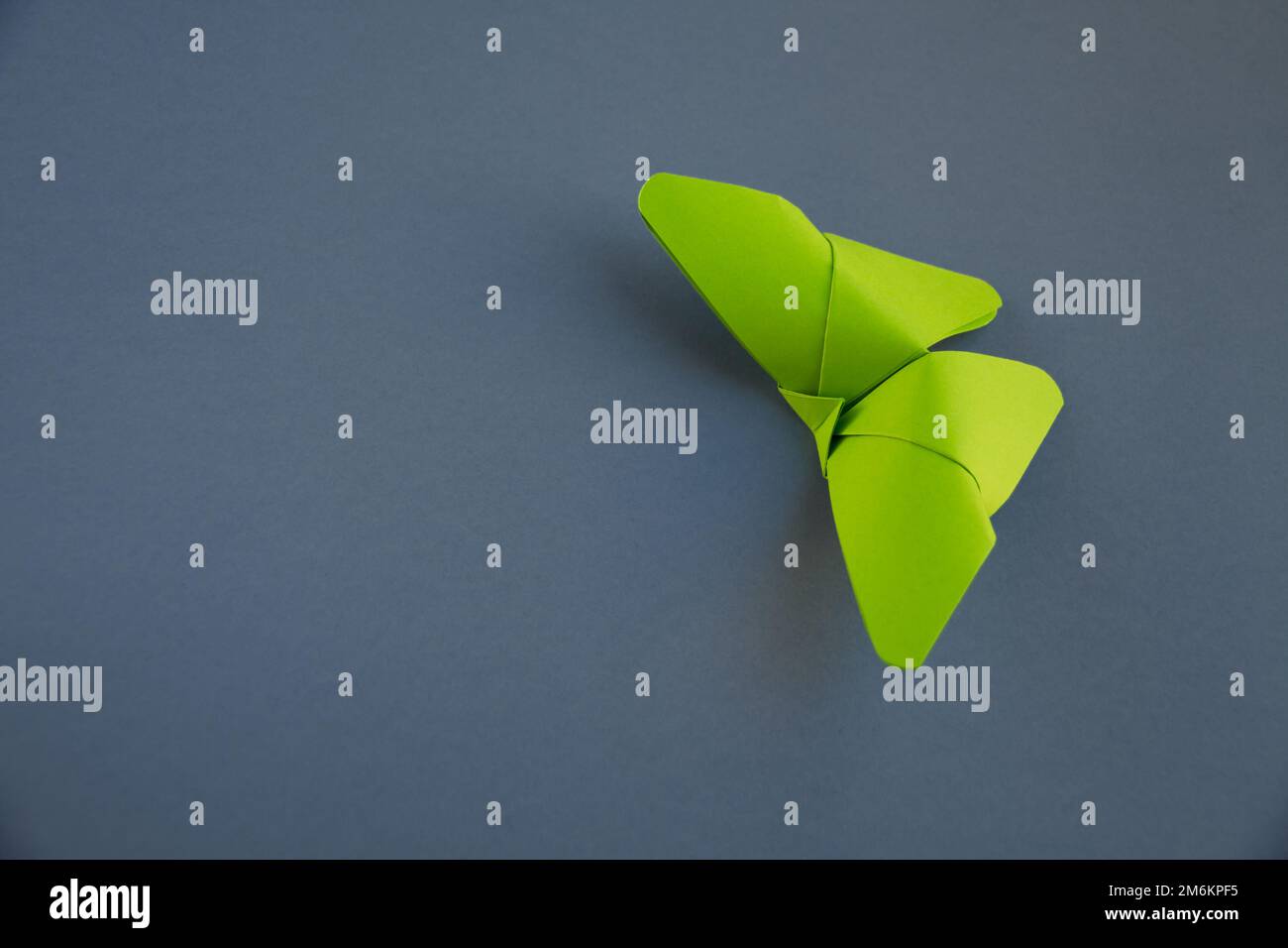 Green paper butterfly origami isolated on a grey background Stock Photo ...