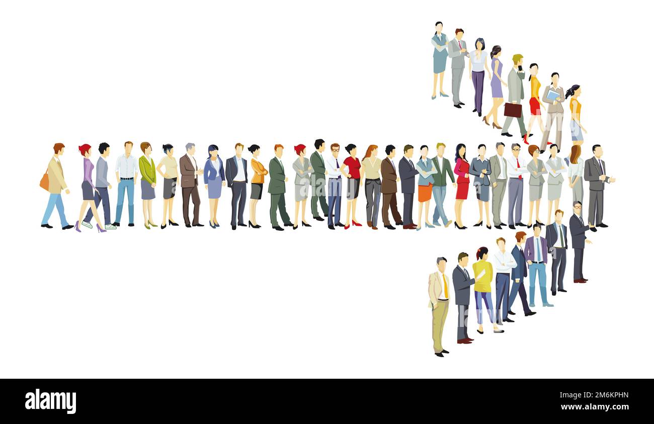 Walking together in one direction, illustration Stock Photo - Alamy