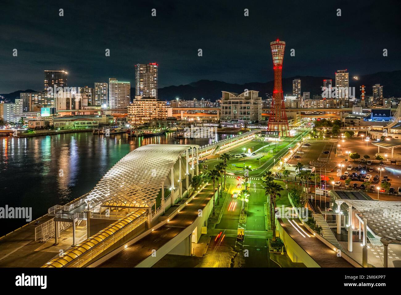 Night view of Kobe Meriken Park Stock Photo - Alamy