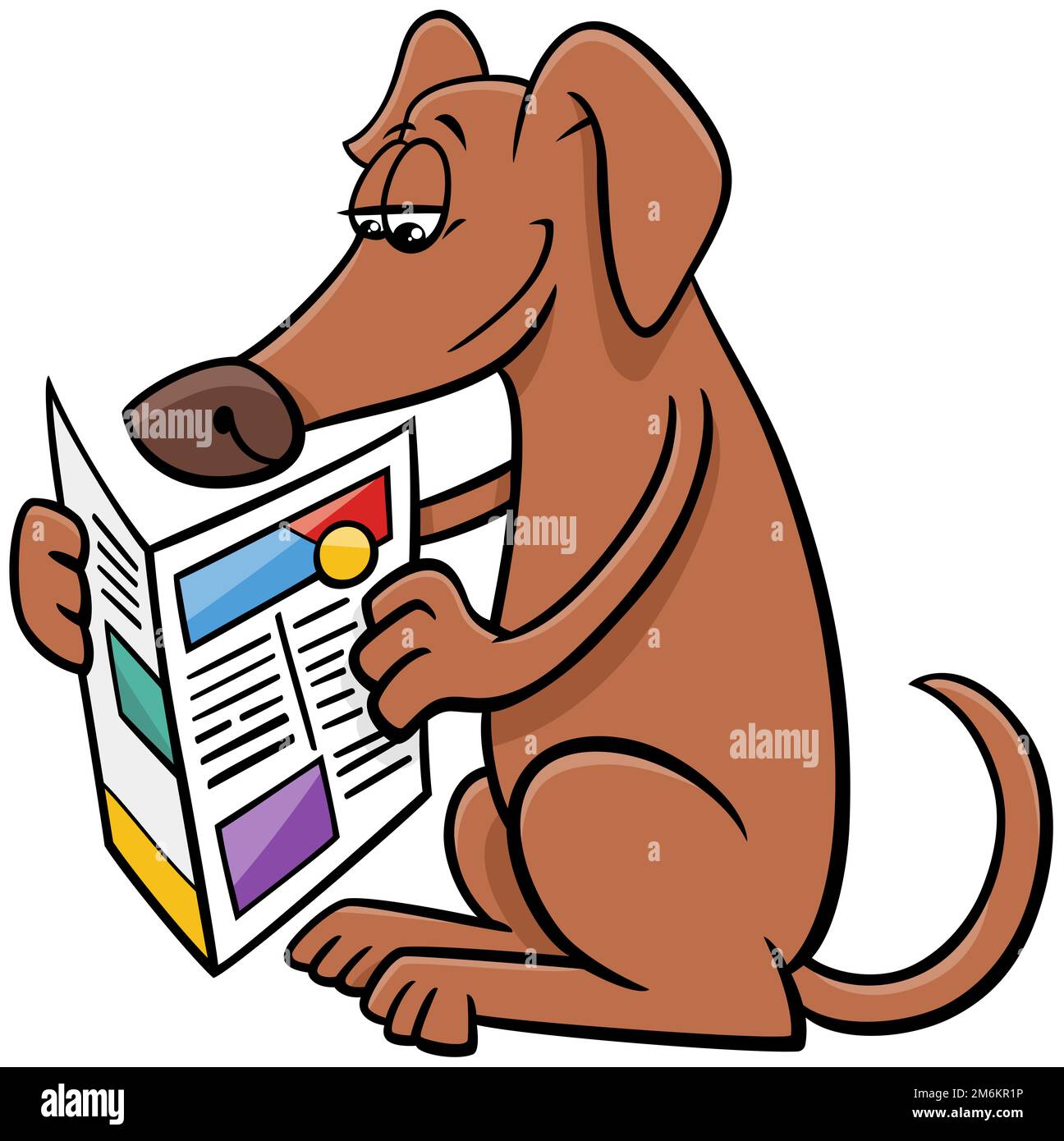 Cartoon dog comic animal character with newspaper Stock Photo - Alamy