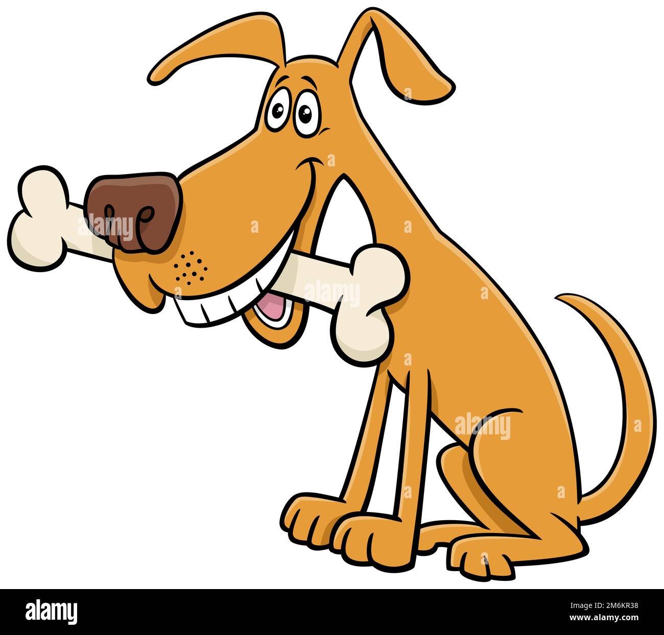 Cartoon dog comic animal character with bone Stock Photo - Alamy