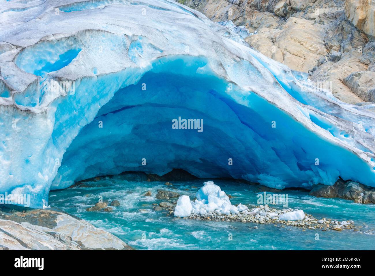 The Nigardsbreen Glacier, beautiful blue melting glacier in the ...
