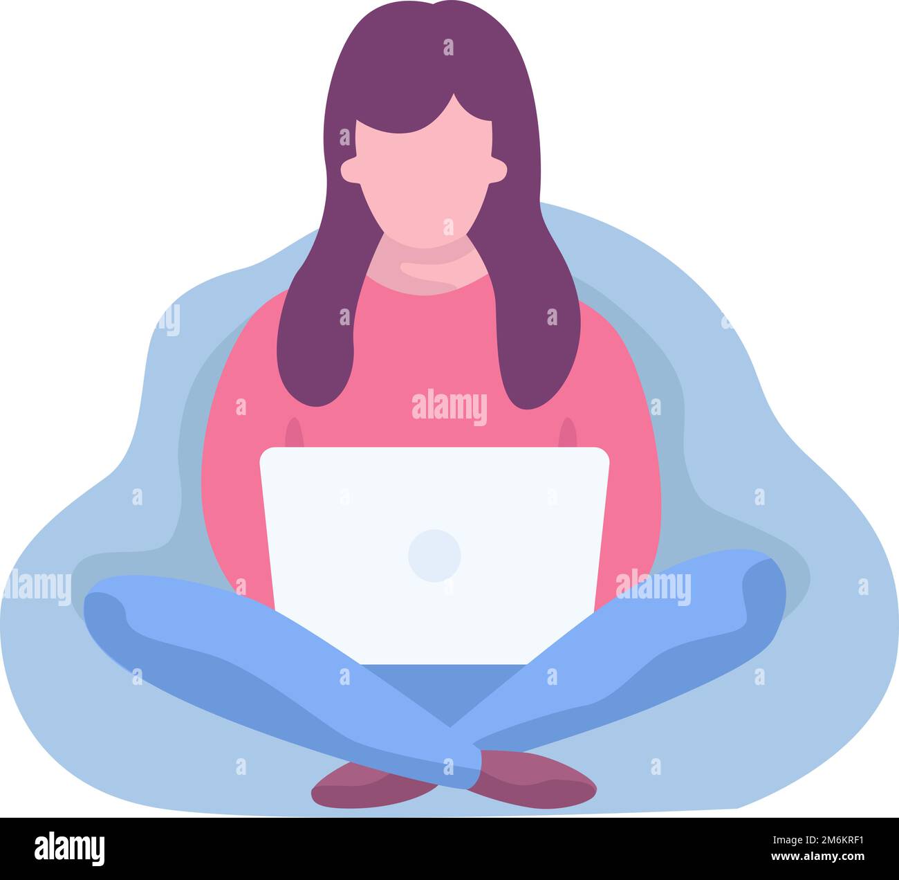 Woman work laptop computer vector icon isolated Stock Vector Image ...