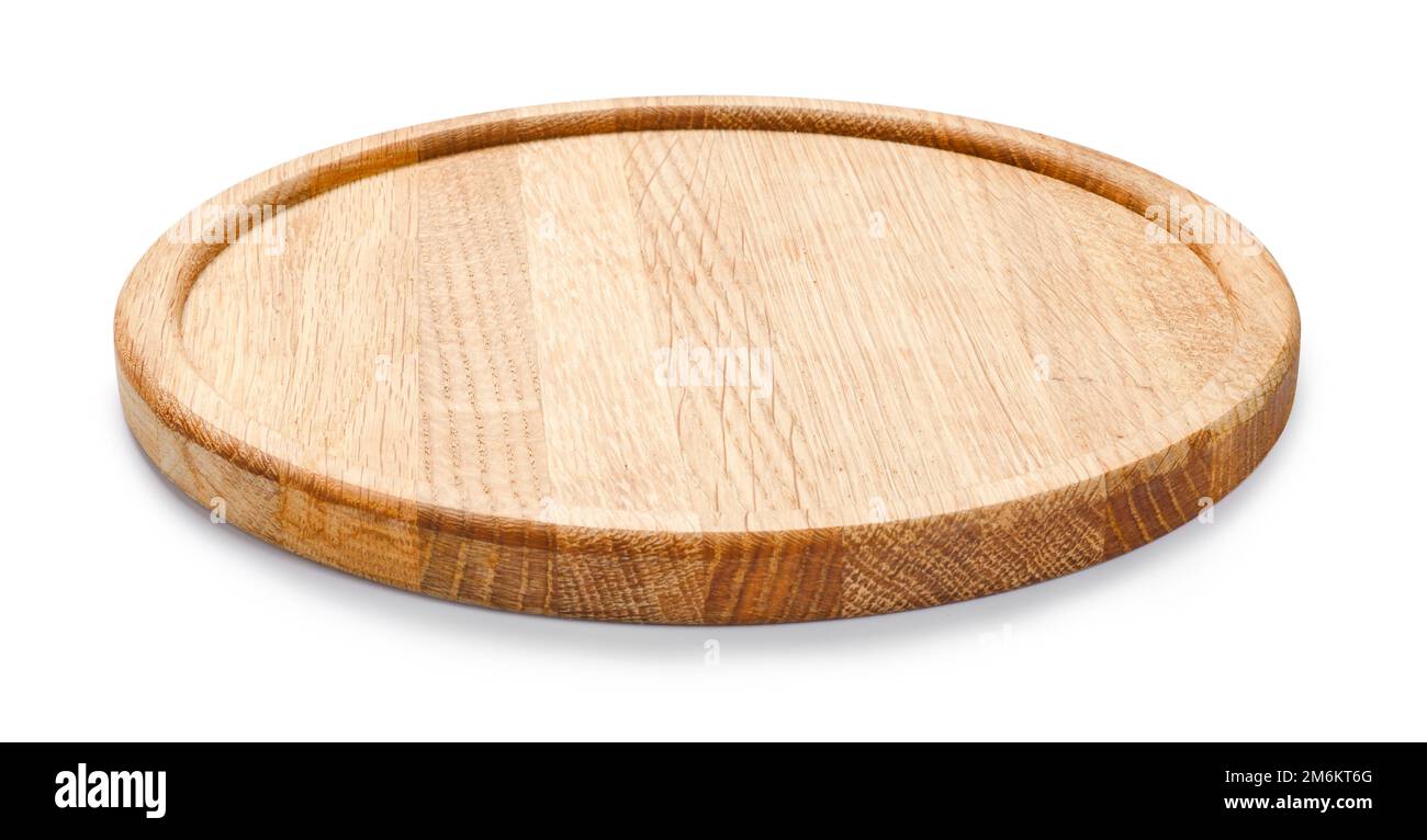 Wooden board on white background. Round board isolated. Design element ...