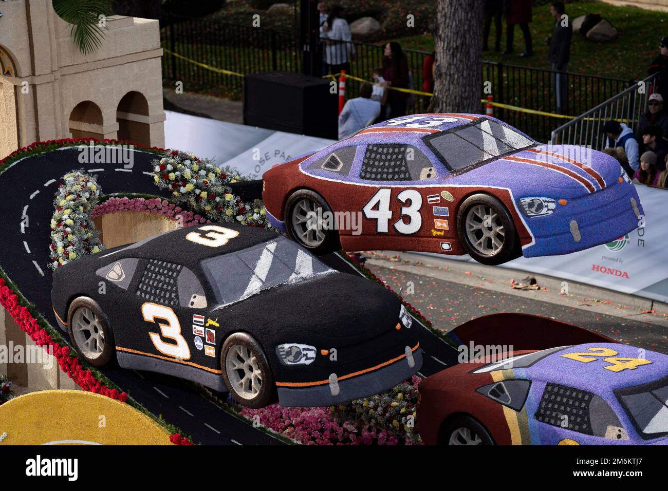 A NASCAR float moves down the street in the 134th annual Rose Parade ...