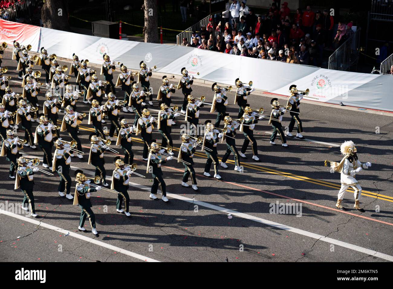 The Spartan "Legion" Marching Band from Norfolk, Virginia marches in ...