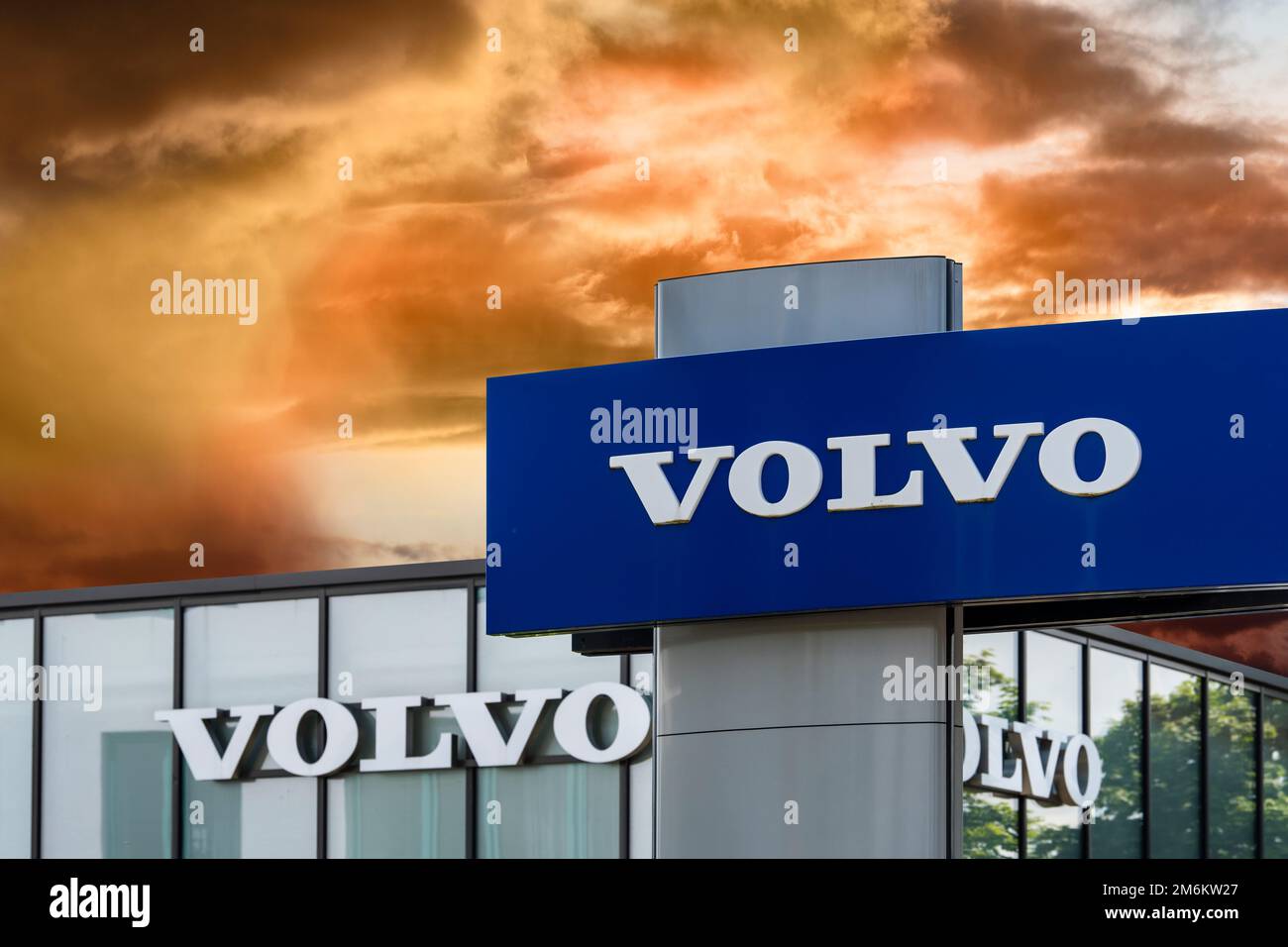 Advertising and company sign of the company Volvo Stock Photo - Alamy