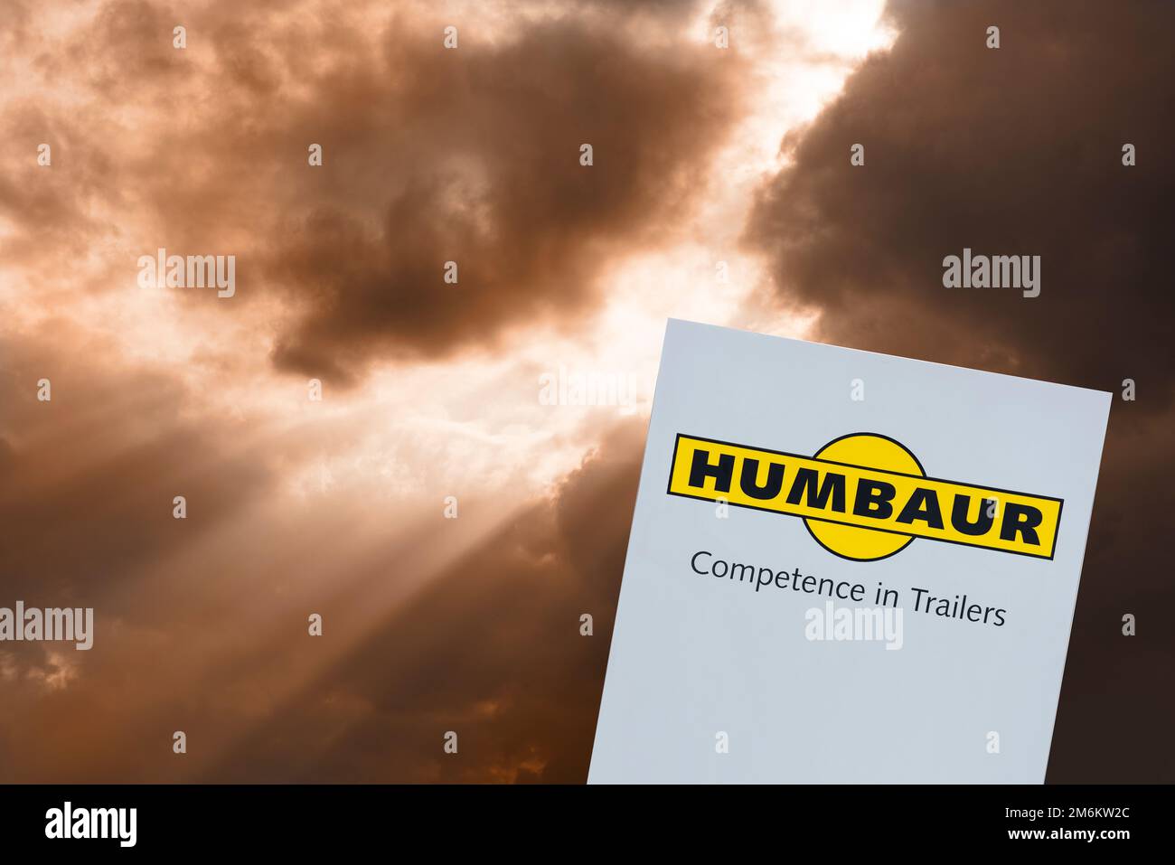 Advertising sign of the company Humbaur Stock Photo - Alamy