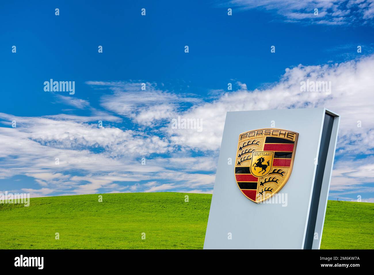 Porsche company advertising sign Stock Photo - Alamy
