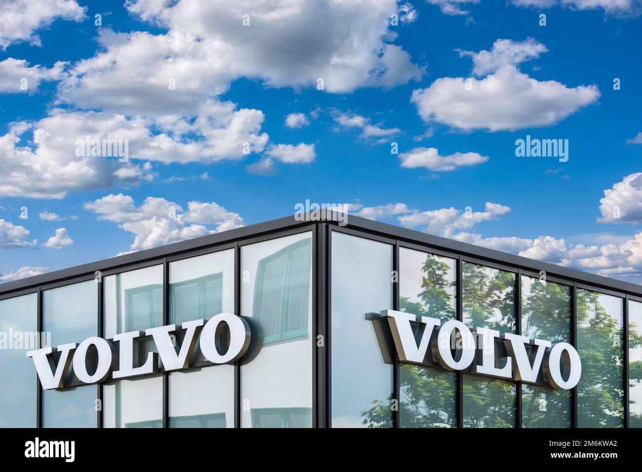 Advertising and company sign of the company Volvo Stock Photo - Alamy