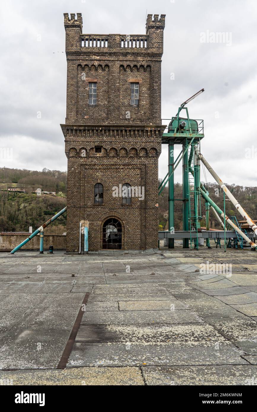 Roof of a historic flour mill with tower Stock Photo - Alamy