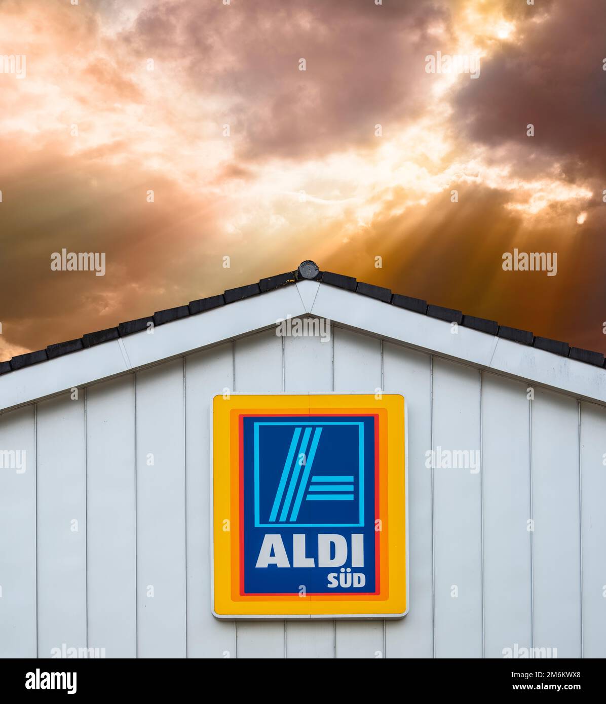 Advertising and company sign of the discounter Aldi SÃ¼d Stock Photo ...