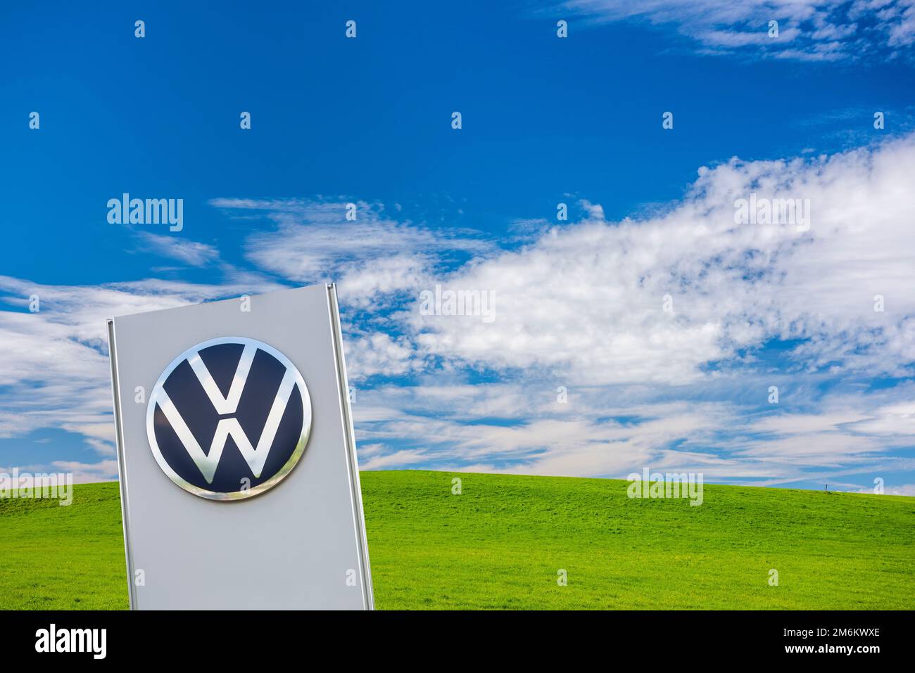 Advertising and company sign of the company VW Volkswagen Stock Photo ...
