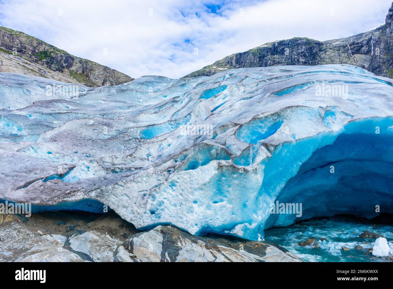 The Nigardsbreen Glacier, beautiful blue melting glacier in the ...