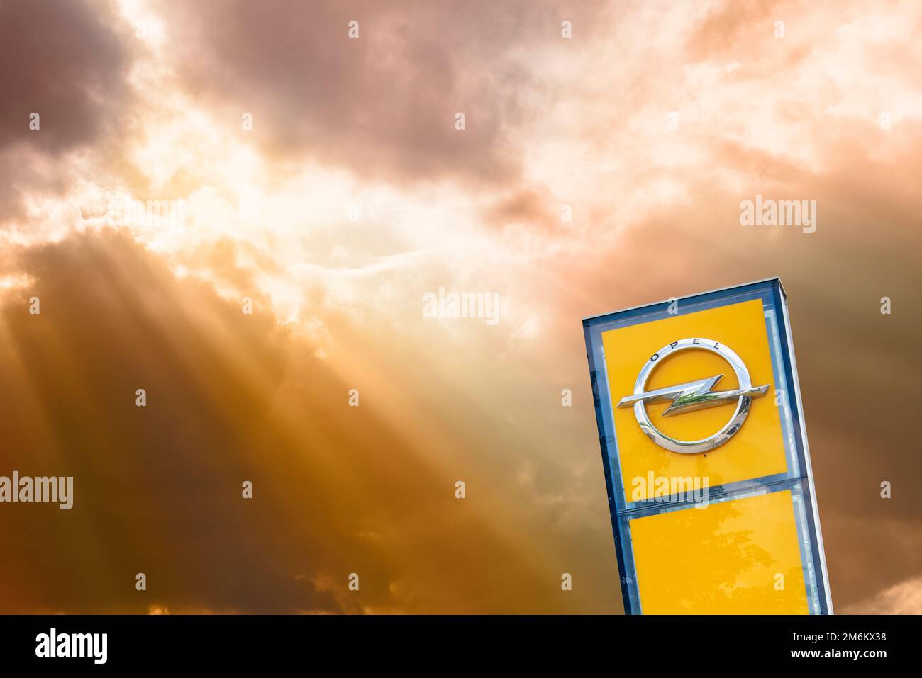 Opel company advertising sign Stock Photo - Alamy