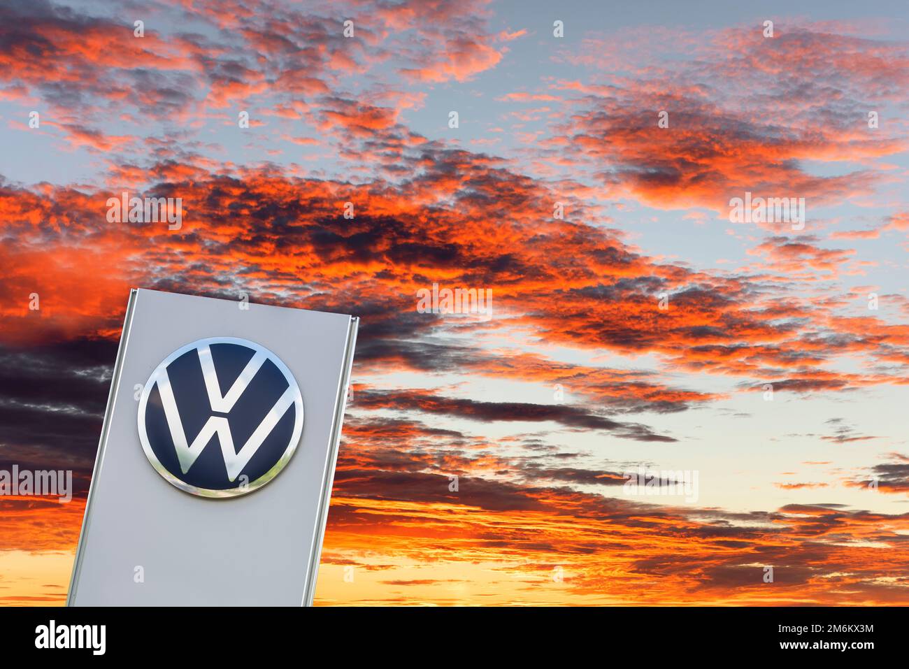 Advertising and company sign of the company VW Volkswagen Stock Photo ...