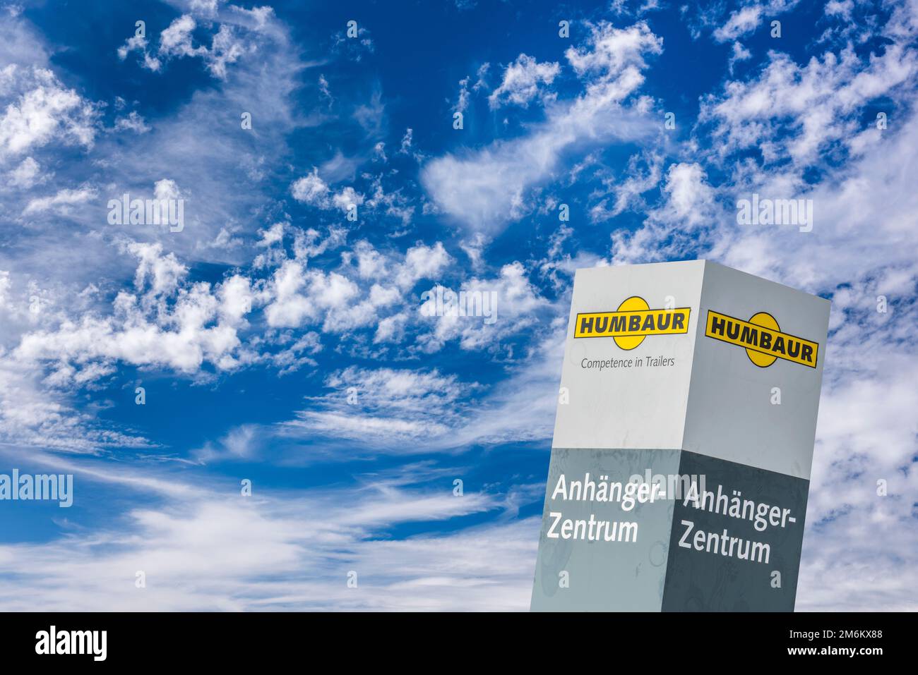 Advertising sign of the company Humbaur Stock Photo - Alamy