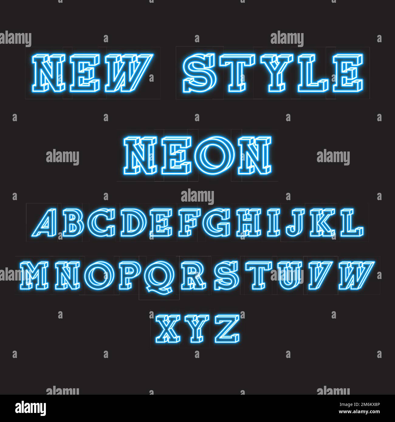 New style neon glowing isometric font vector illustration. Unique ...