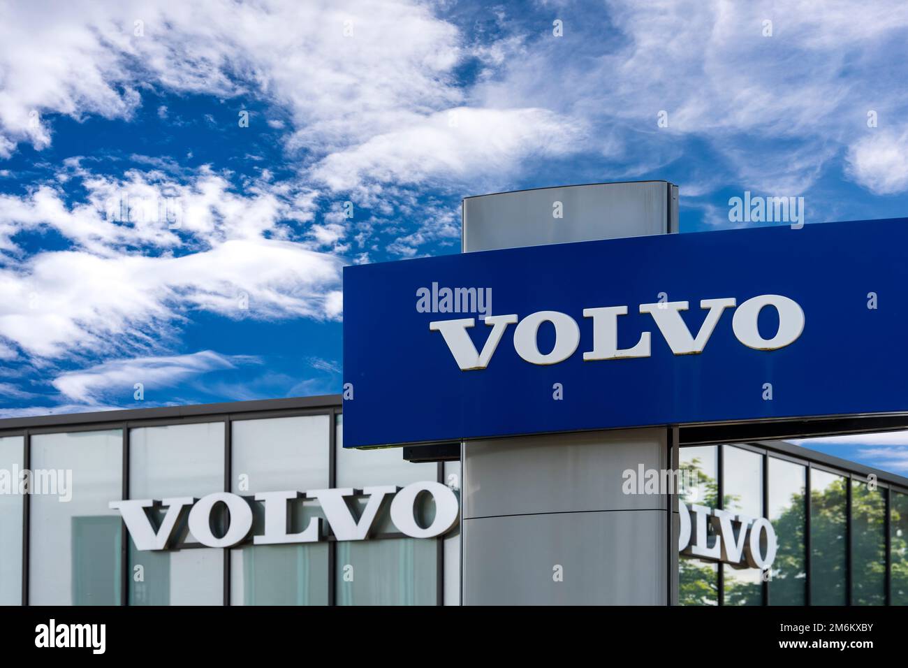 Advertising and company sign of the company Volvo Stock Photo - Alamy