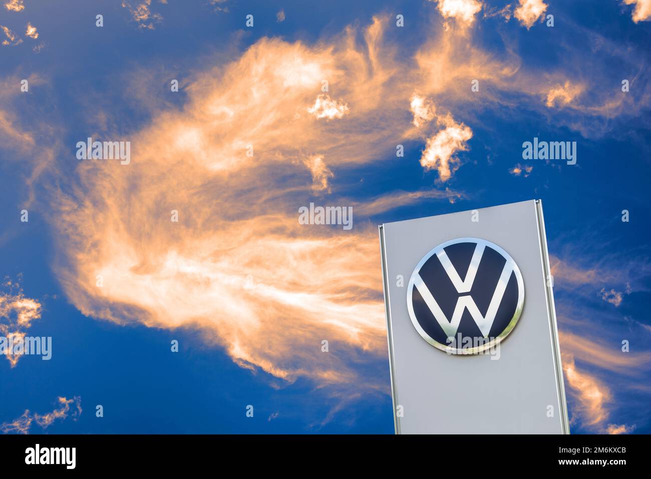 Advertising and company sign of the company VW Volkswagen Stock Photo ...