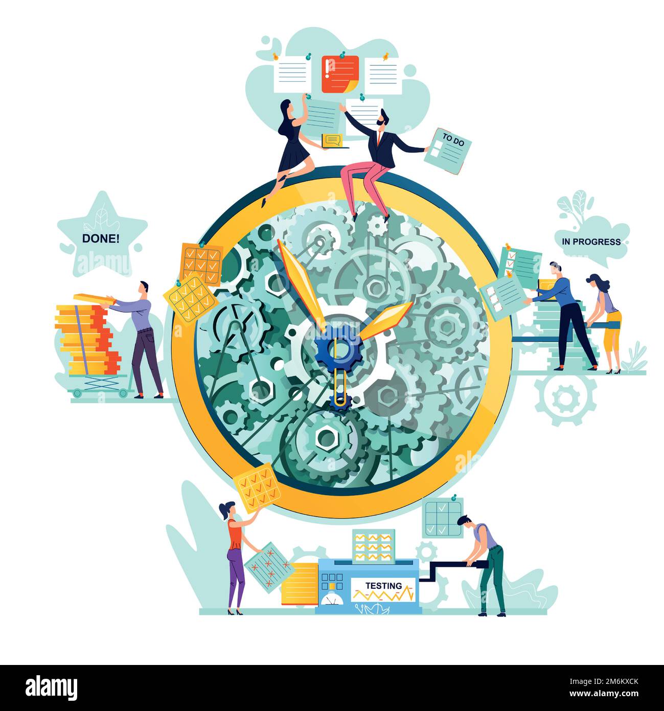 Deadline, time management, teamwork and business mechanisms concept ...