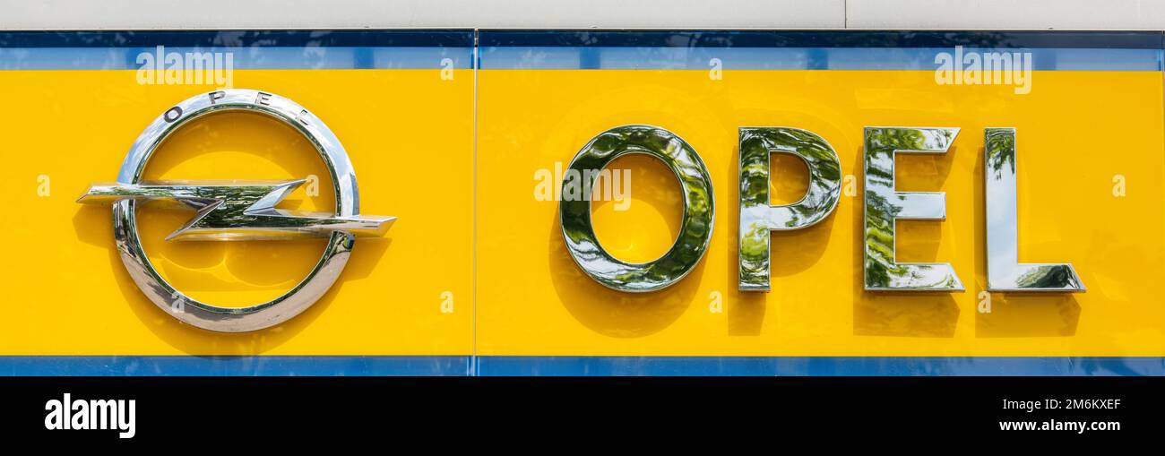 Opel company advertising sign Stock Photo - Alamy