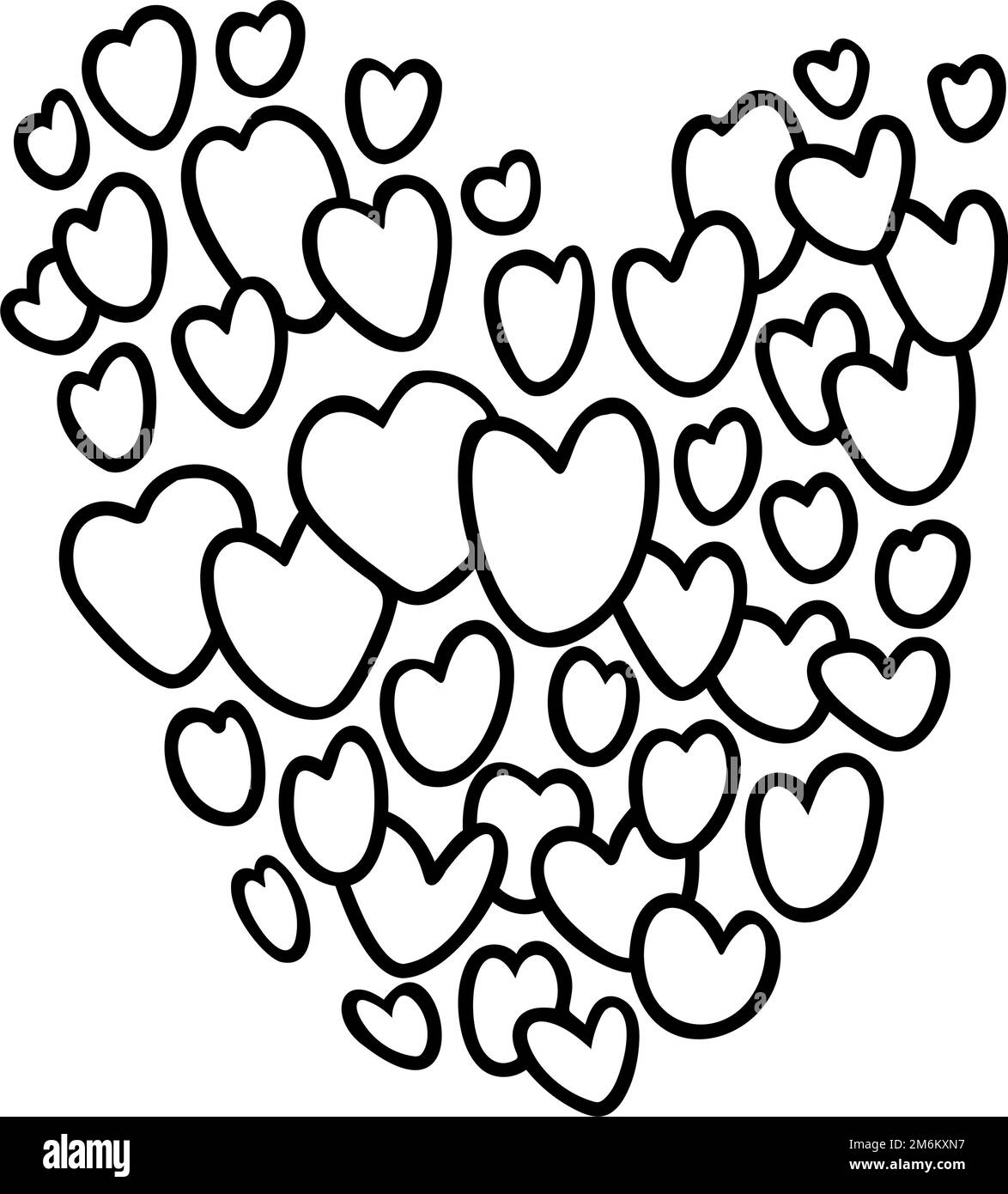 Heart love. Big heart made of small doodle hearts. Vector illustration ...
