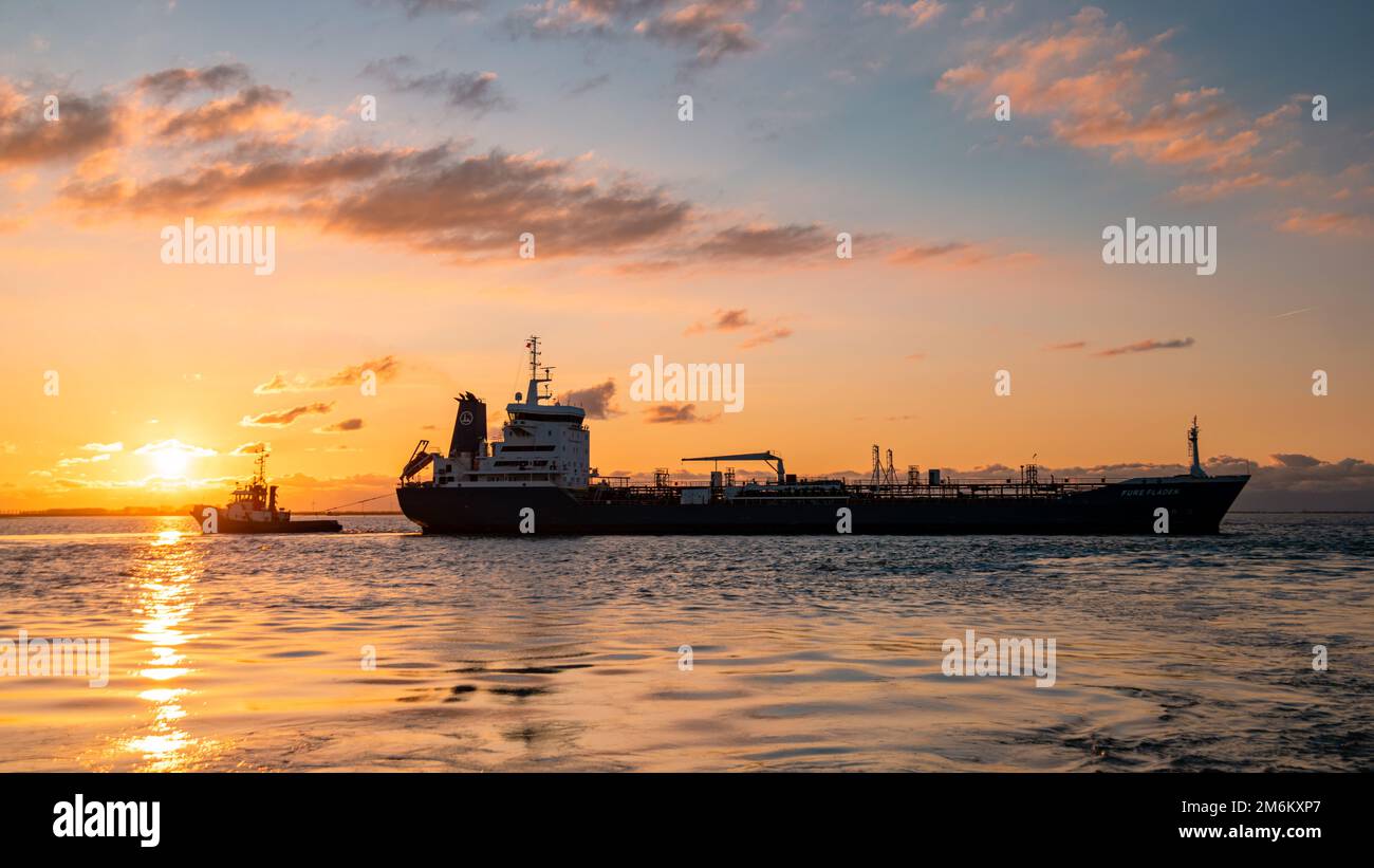 Rotterdam Netherlands, Oil harbour tank terminals and chemical carriers ...