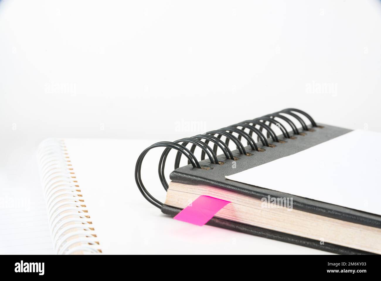 Blank Opened Spiral Notebook Placed On A Table. Empty Open Notepad On ...