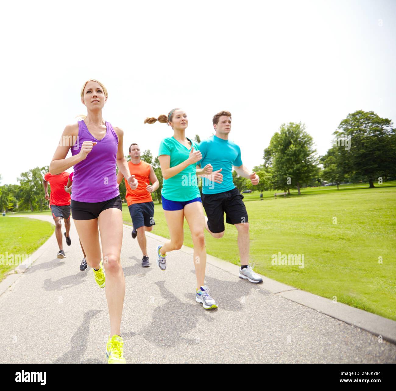 Supporting each other to live healthily. Front view of a group of male ...