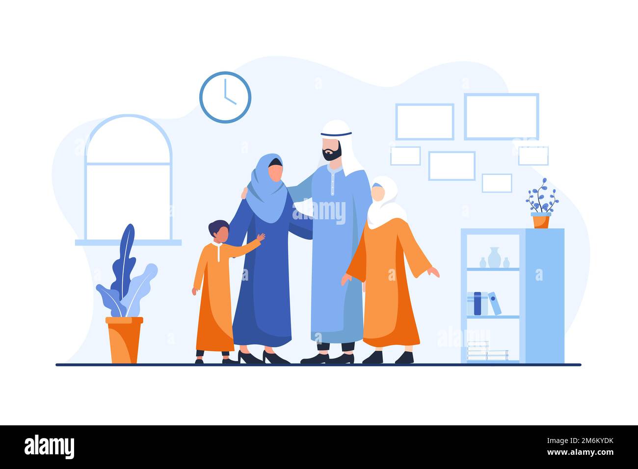Arab Muslim Happy family get together in the living room with children ...