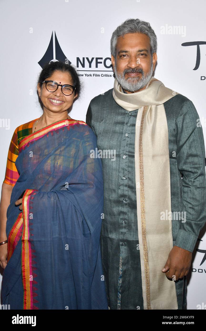Best director for "RRR" S.S. Rajamouli (r) and wife Rama Rajamouli ...