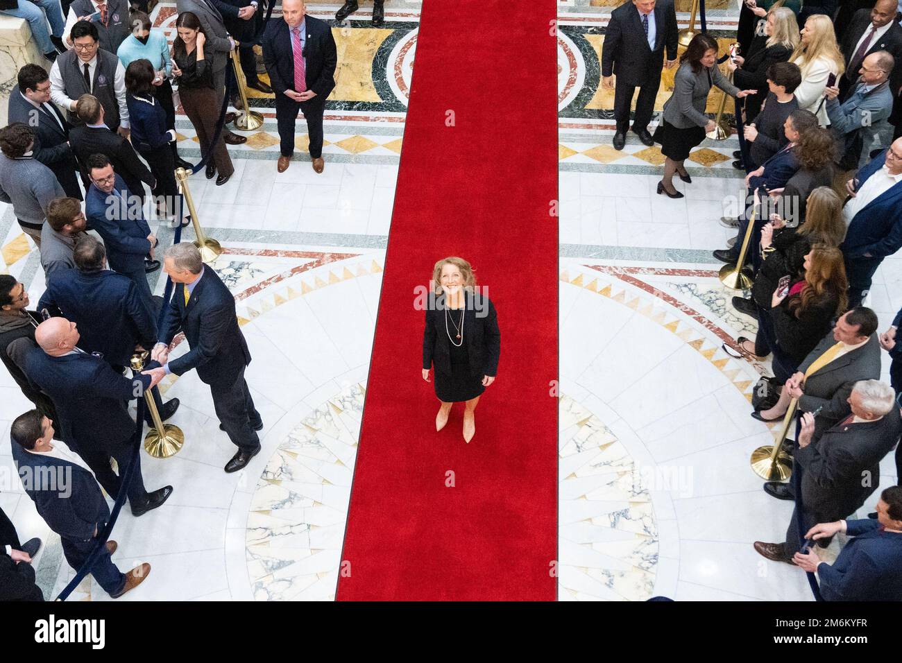 BOSTON, MA - JANUARY 4: Lauren Baker exits with Governor Charlie Baker ...