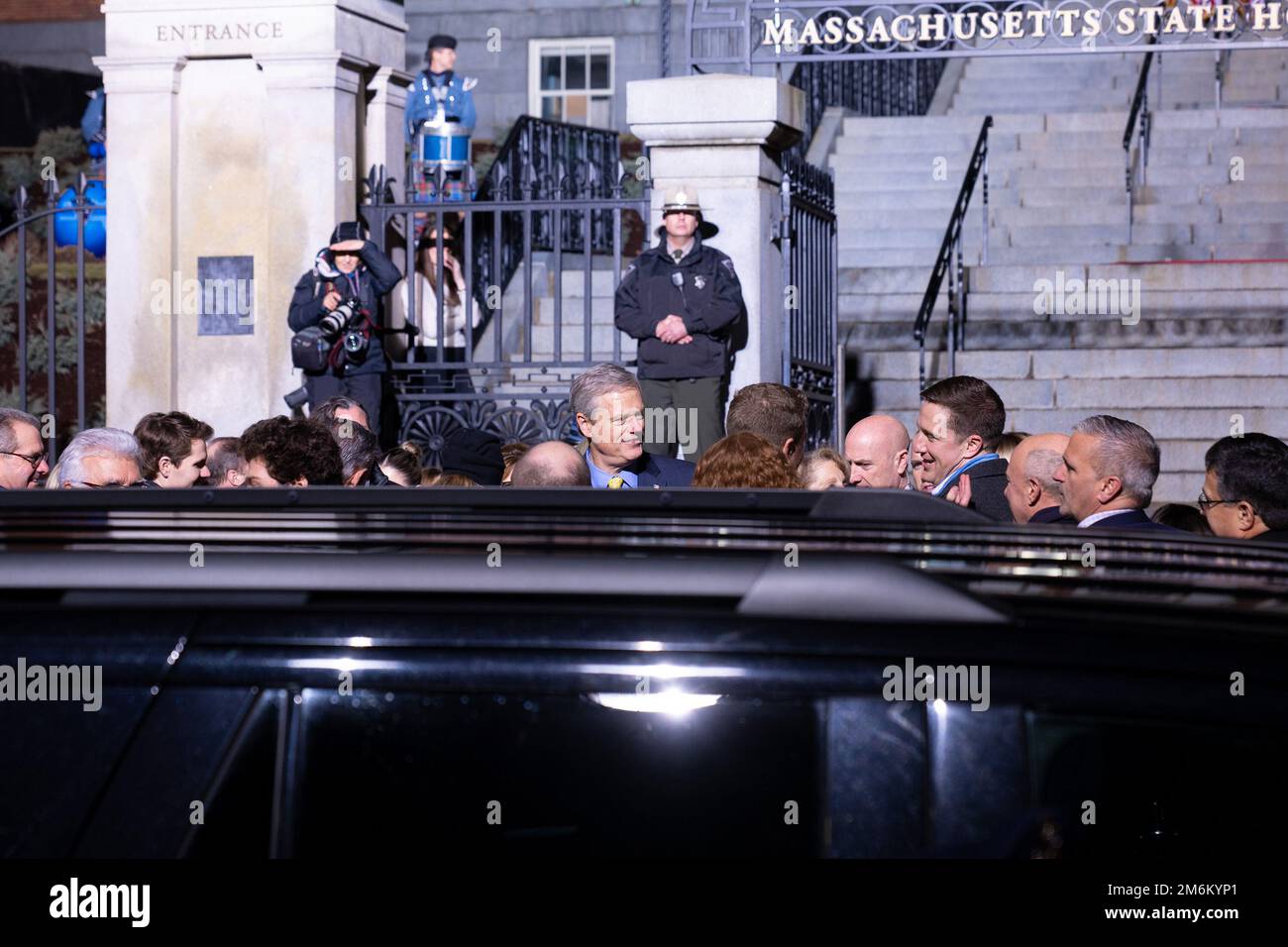 BOSTON, MA - JANUARY 4: Charlie Baker exits the Massachusetts ...