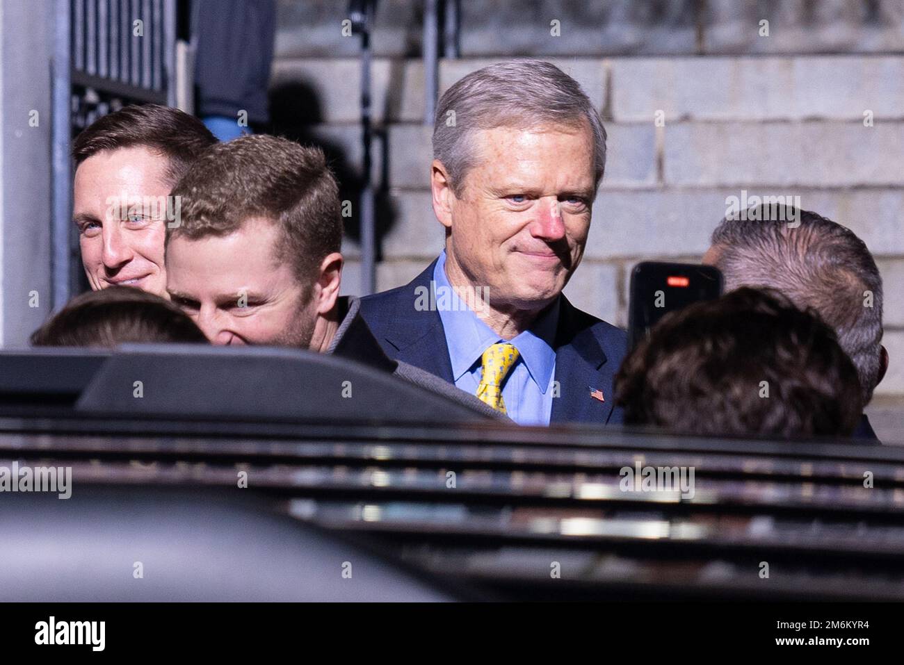 BOSTON, MA - JANUARY 4: Charlie Baker exits the Massachusetts ...