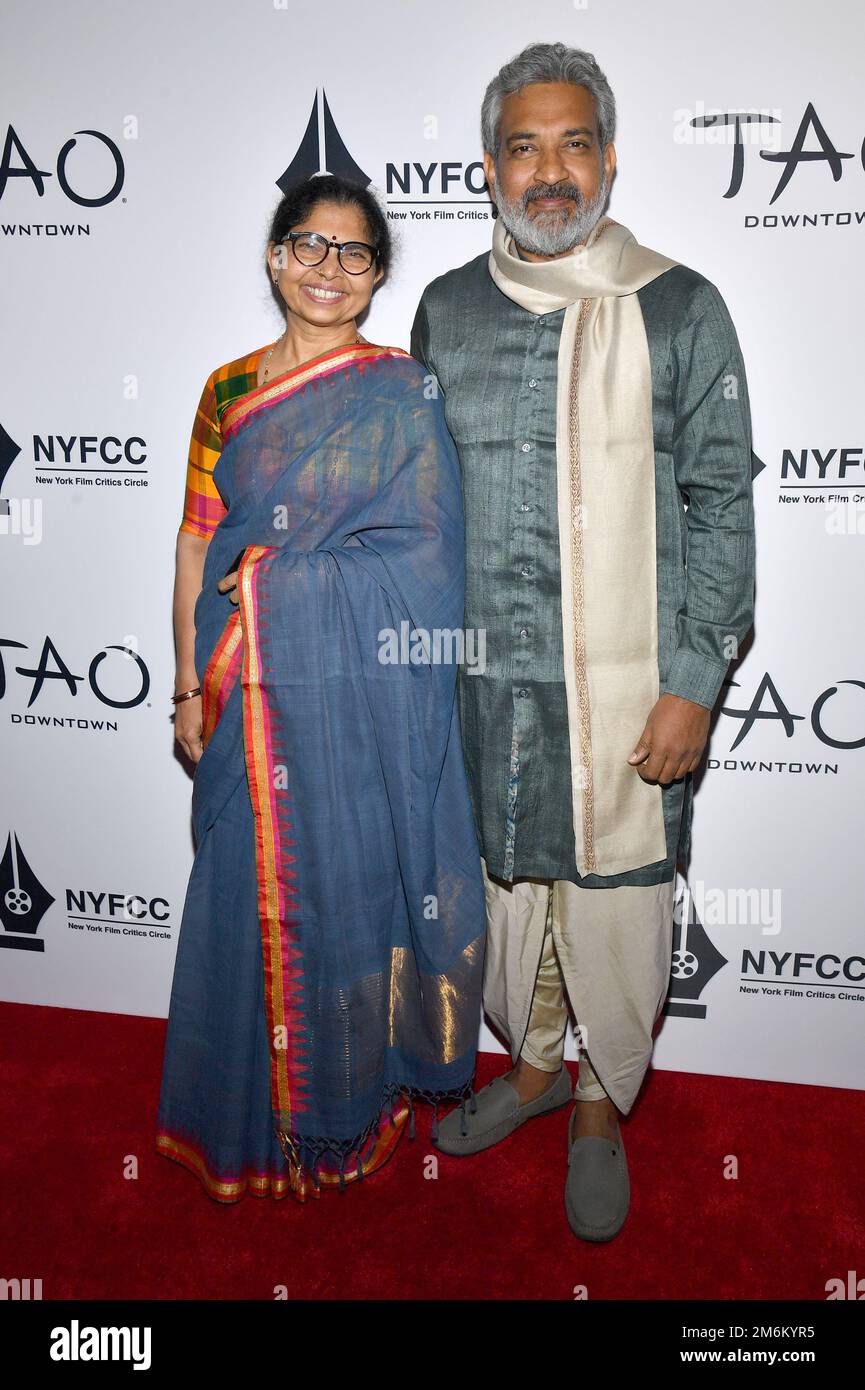 Best director for "RRR" S.S. Rajamouli (r) and wife Rama Rajamouli ...