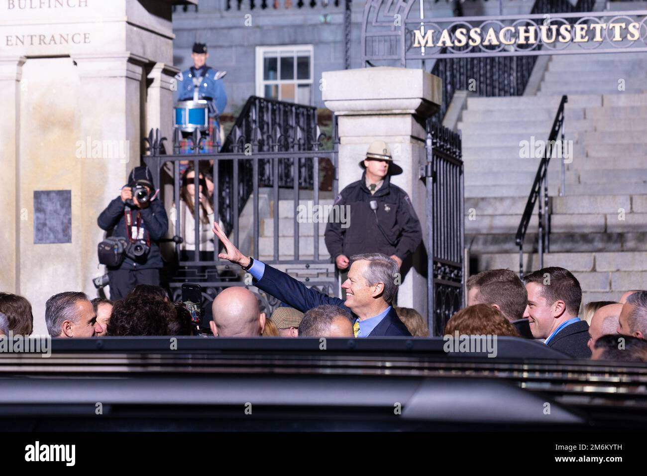 BOSTON, MA - JANUARY 4: Charlie Baker exits the Massachusetts ...