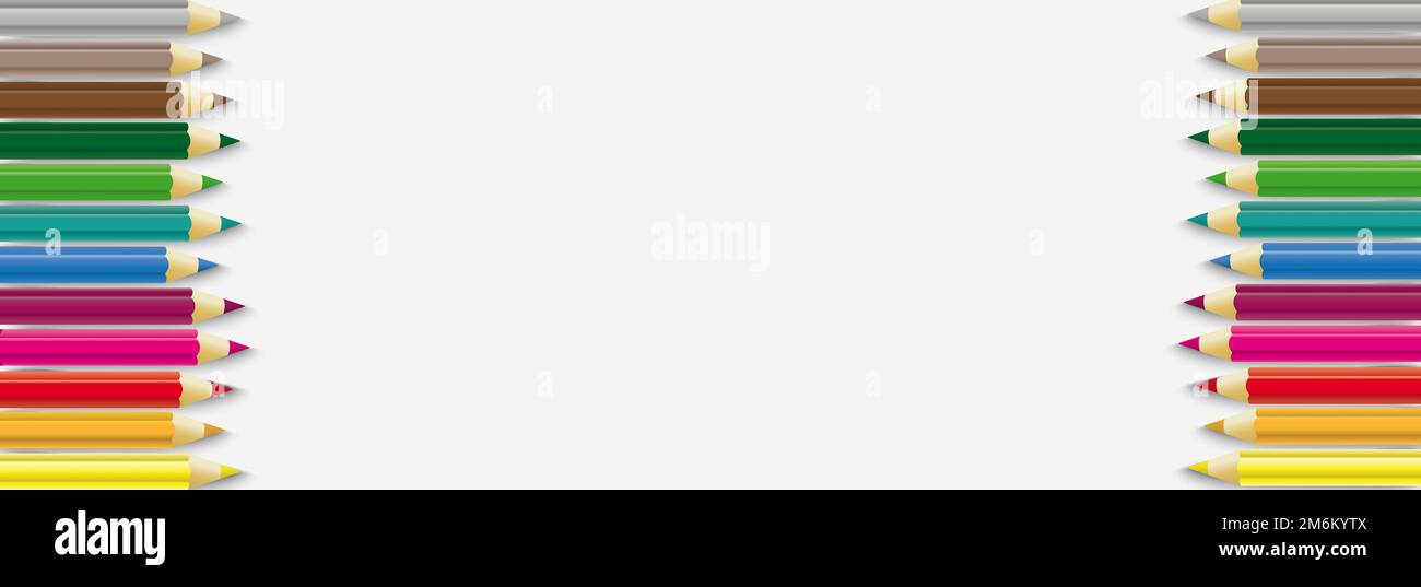 White Centre Header Colored Pencils Stock Photo - Alamy