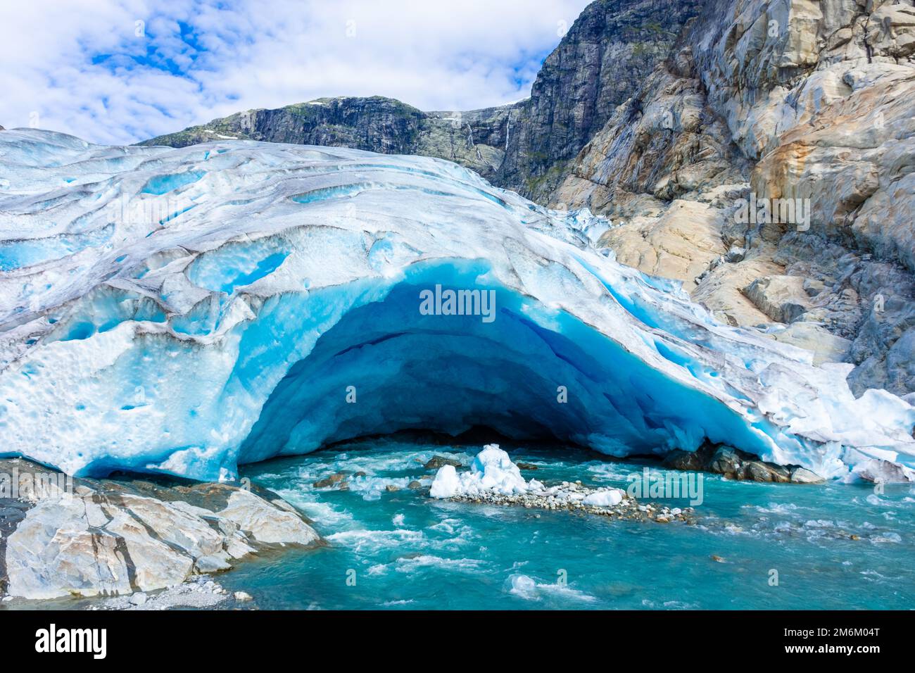 The Nigardsbreen Glacier, beautiful blue melting glacier in the ...