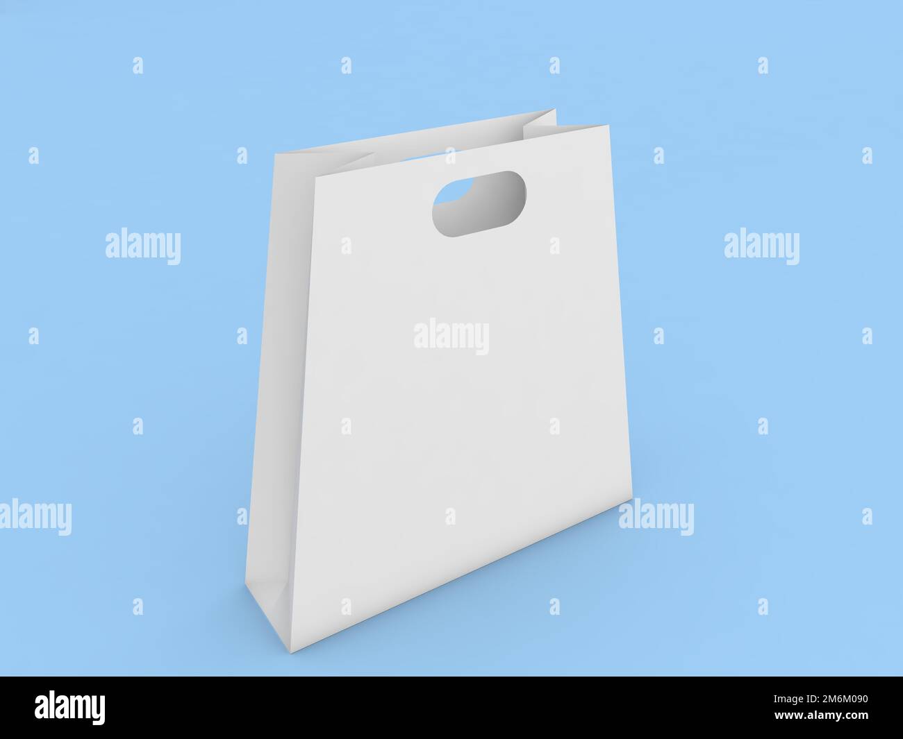 Paper bag mockup on a blue background. 3d render illustration Stock ...