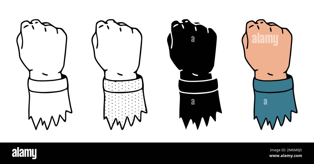 Vector illustration of a raised fist. A hand symbolizing protest ...