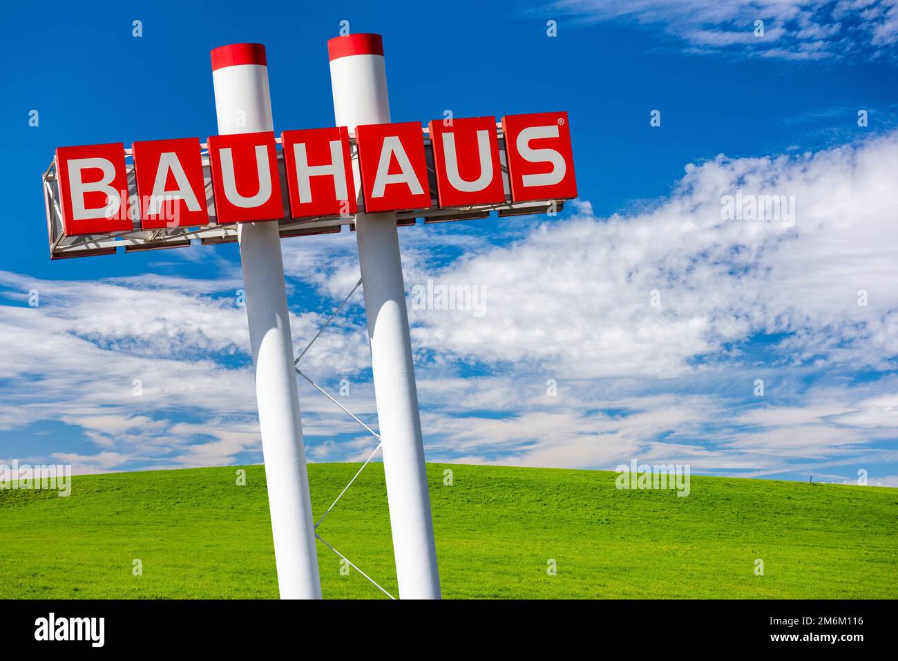 Advertising sign of the company BAUHAUS Stock Photo - Alamy